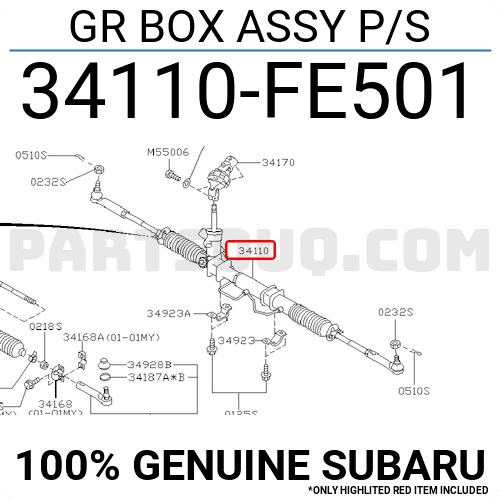 GR BOX ASSY P/S 34110FE501 | Subaru Parts | PartSouq