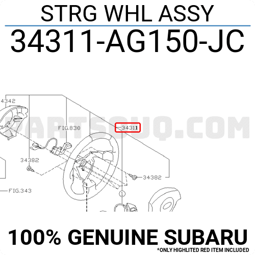 STRG WHL ASSY 34311AG150JC | Subaru Parts | PartSouq
