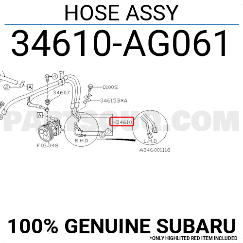 HOSE ASSY 34610AG061 | Subaru Parts | PartSouq