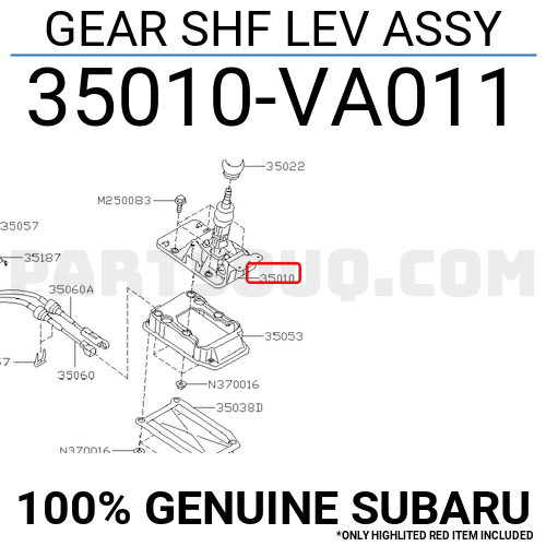GEAR SHF LEV ASSY 35010VA011 | Subaru Parts | PartSouq