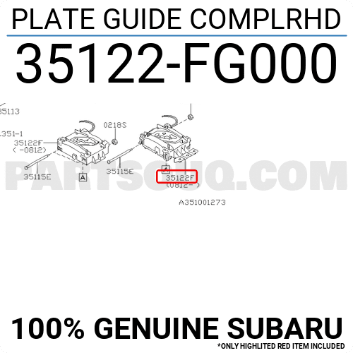 PLATE GUIDE COMPLRHD 35122FG000 | Subaru Parts | PartSouq