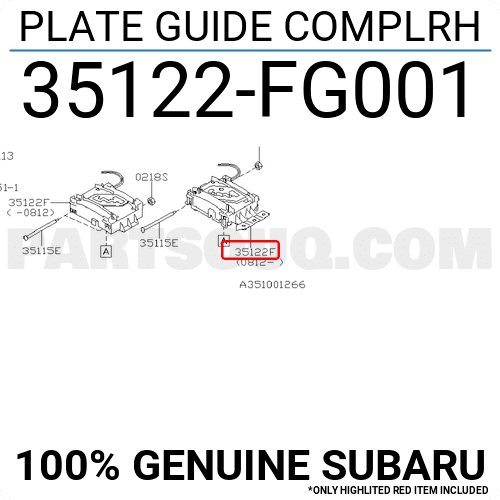 PLATE GUIDE COMPLRH 35122FG001 | Subaru Parts | PartSouq