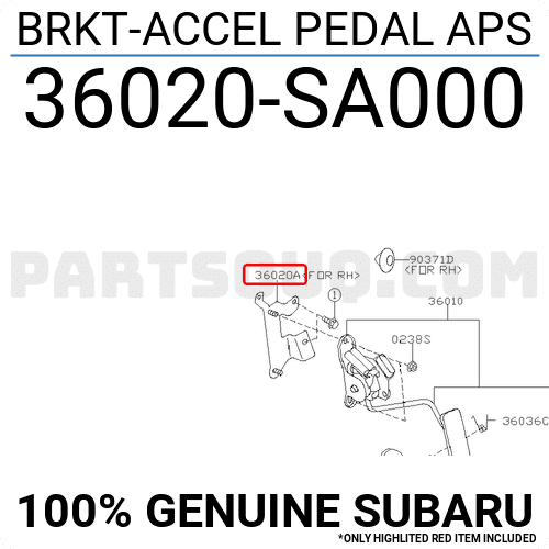 BRKT-ACCEL PEDAL APS 36020SA000 | Subaru Parts | PartSouq