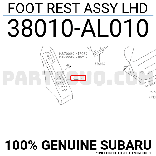 FOOT REST ASSY LHD 38010AL010 | Subaru Parts | PartSouq