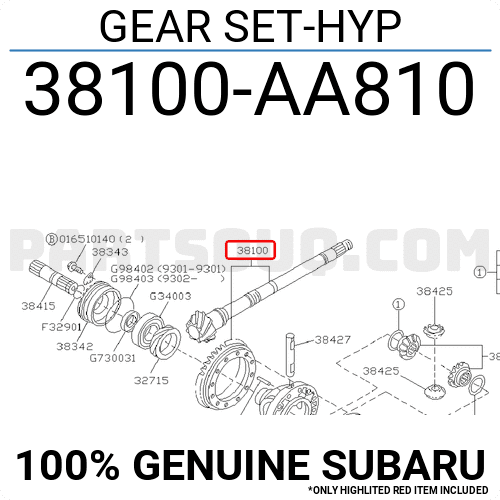 GEAR SET-HYP 38100AA810 | Subaru Parts | PartSouq