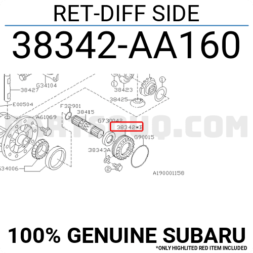 RET-DIFF SIDE 38342AA160 | Subaru Parts | PartSouq