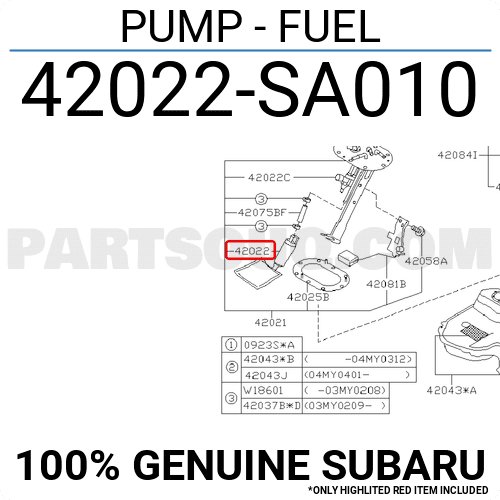 PUMP - FUEL 42022SA010 | Subaru Parts | PartSouq