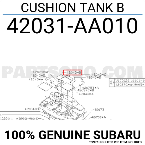 CUSHION TANK B 42031AA010 | Subaru Parts | PartSouq