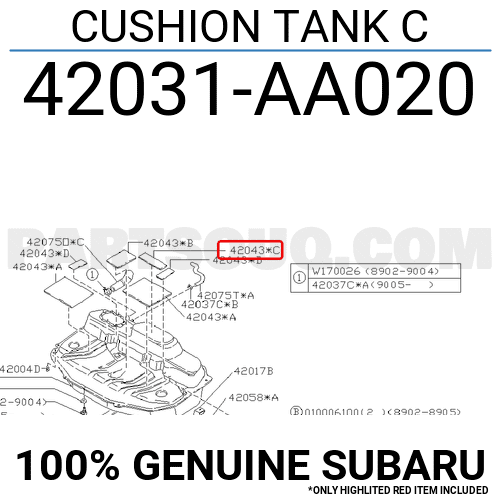 CUSHION TANK C 42031AA020 | Subaru Parts | PartSouq