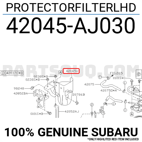 PROTECTORFILTERLHD 42045AJ030 | Subaru Parts | PartSouq