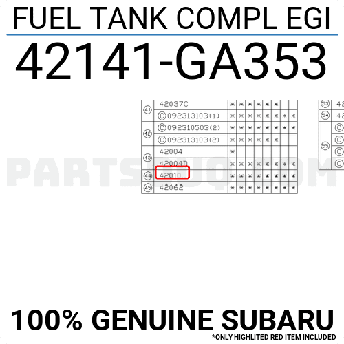 FUEL TANK COMPL EGI 42141GA353 | Subaru Parts | PartSouq