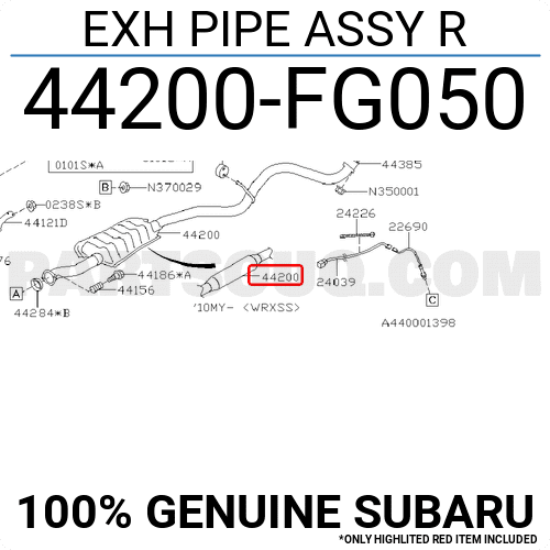 EXH PIPE ASSY R 44200FG050 | Subaru Parts | PartSouq