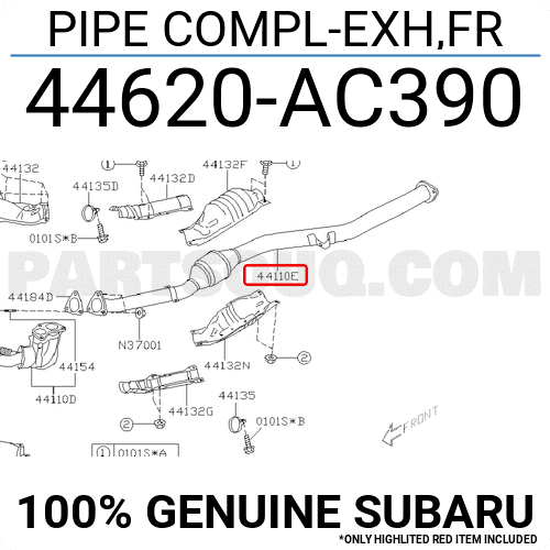 PIPE COMPL-EXH,FR 44620AC390 | Subaru Parts | PartSouq