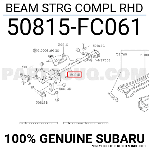 BEAM STRG COMPL RHD 50815FC061 | Subaru Parts | PartSouq