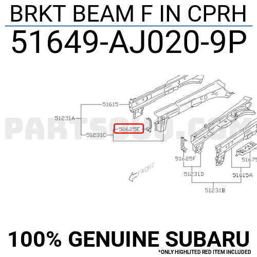 BRKT BEAM F IN CPRH 51649AJ0209P | Subaru Parts | PartSouq
