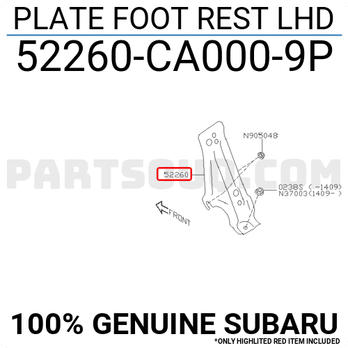 PLATE FOOT REST LHD 52260CA0009P | Subaru Parts | PartSouq