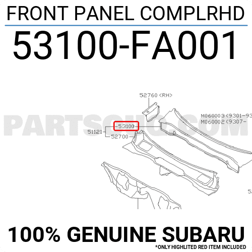 FRONT PANEL COMPLRHD 53100FA001 | Subaru Parts | PartSouq
