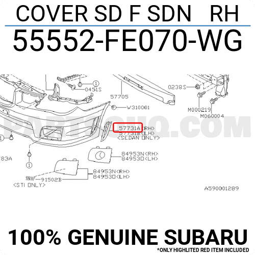 COVER SD F SDN RH 55552FE070WG | Subaru Parts | PartSouq