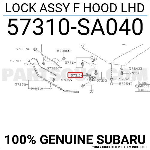 LOCK ASSY F HOOD LHD 57310SA040 | Subaru Parts | PartSouq