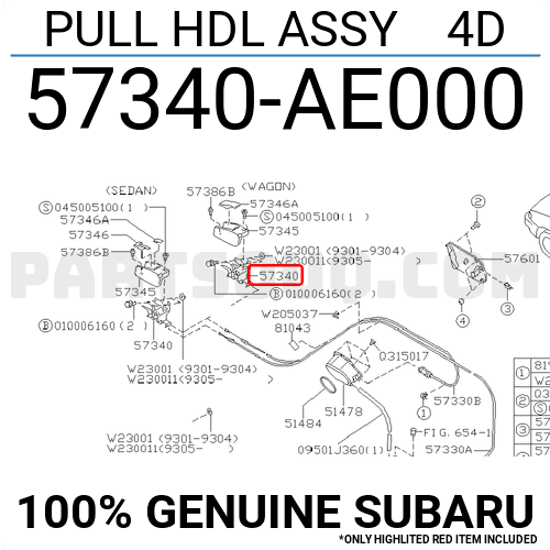 PULL HDL ASSY 4D 57340AE000 | Subaru Parts | PartSouq