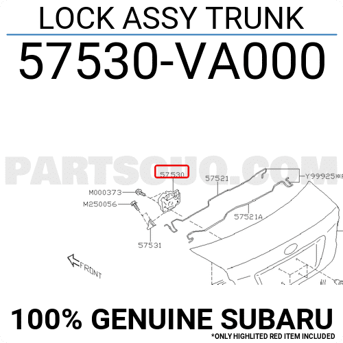 LOCK ASSY TRUNK 57530VA000 | Subaru Parts | PartSouq