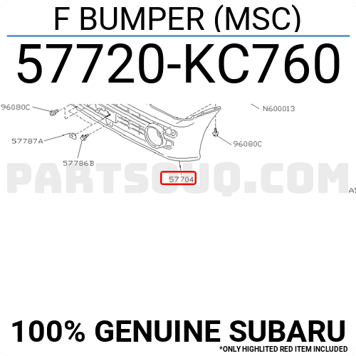 F BUMPER (MSC) 57720KC760 | Subaru Parts | PartSouq