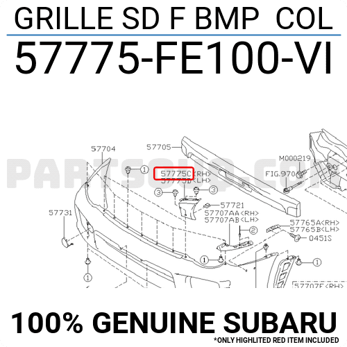 GRILLE SD F BMP COL 57775FE100VI | Subaru Parts | PartSouq