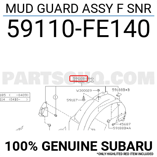 MUD GUARD ASSY F SNR 59110FE140 | Subaru Parts | PartSouq