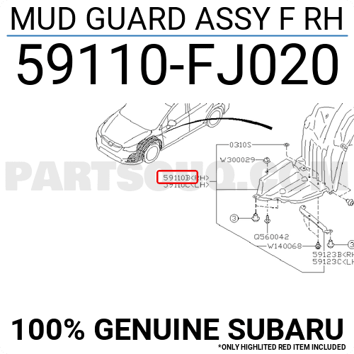 MUD GUARD ASSY F RH 59110FJ020 | Subaru Parts | PartSouq