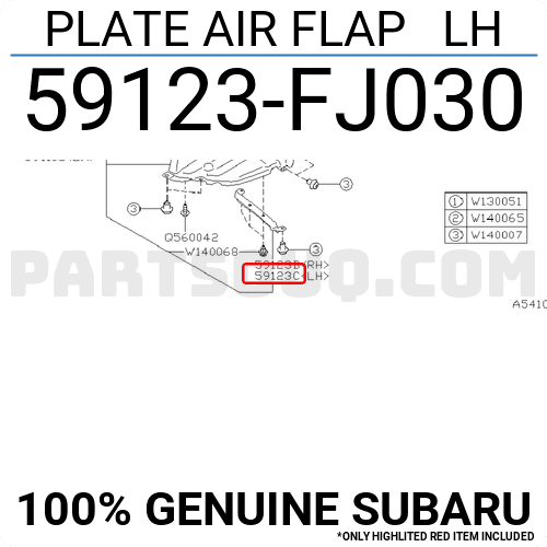 PLATE AIR FLAP LH 59123FJ030 | Subaru Parts | PartSouq