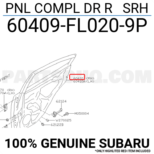 PNL COMPL DR R SRH 60409FL0209P | Subaru Parts | PartSouq