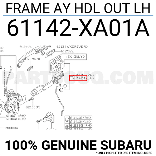 FRAME AY HDL OUT LH 61142XA01A | Subaru Parts | PartSouq