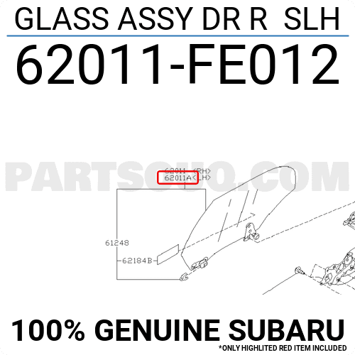 GLASS ASSY DR R SLH 62011FE012 | Subaru Parts | PartSouq