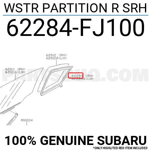 WSTR PARTITION R SRH 62284FJ100 | Subaru Parts | PartSouq