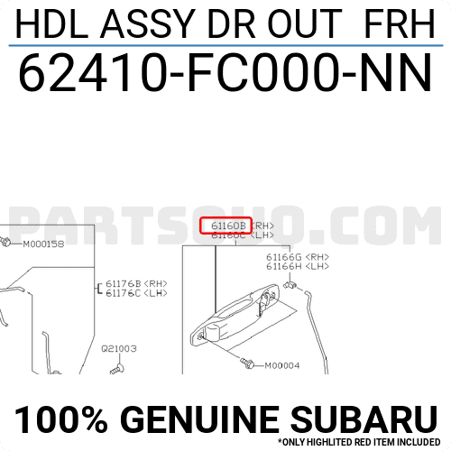 HDL ASSY DR OUT FRH 62410FC000NN | Subaru Parts | PartSouq