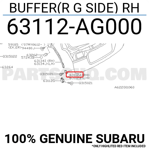 BUFFER(R G SIDE) RH 63112AG000 | Subaru Parts | PartSouq