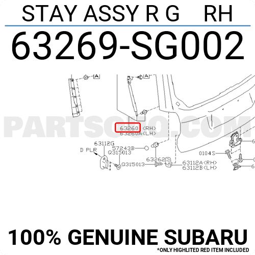 STAY ASSY R G RH 63269SG002 | Subaru Parts | PartSouq