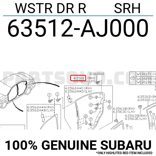 WSTR DR R SRH 63512AJ000 | Subaru Parts | PartSouq