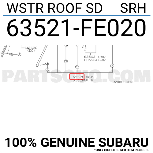 WSTR ROOF SD SRH 63521FE020 | Subaru Parts | PartSouq