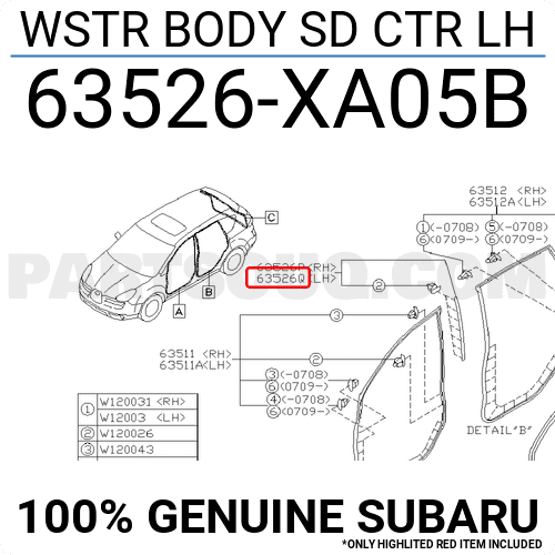 WSTR BODY SD CTR LH 63526XA05B | Subaru Parts | PartSouq