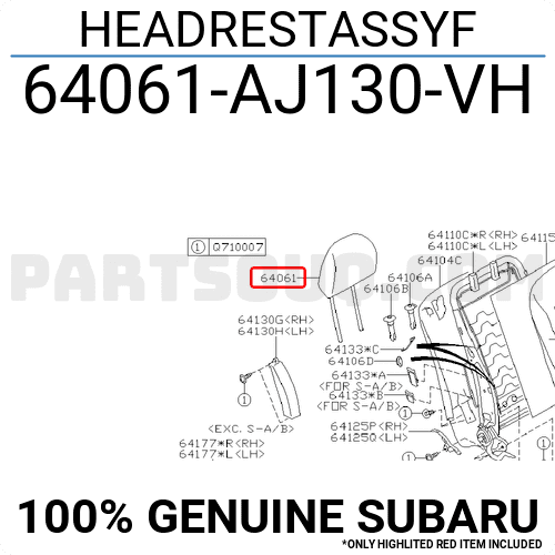 HEADRESTASSYF 64061AJ130VH | Subaru Parts | PartSouq