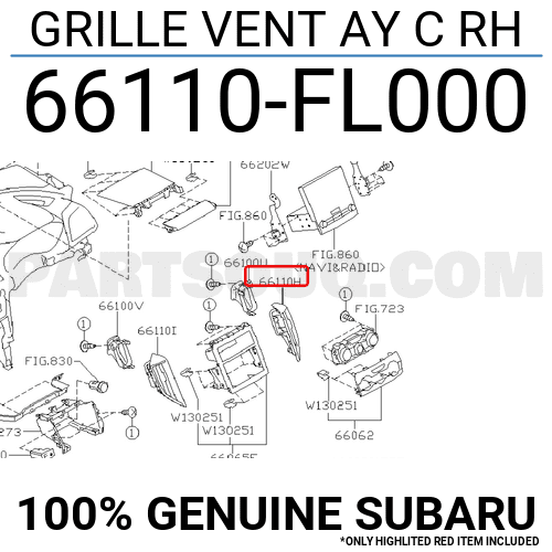 GRILLE VENT AY C RH 66110FL000 | Subaru Parts | PartSouq