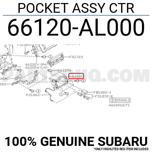 POCKET ASSY CTR 66120AL000 | Subaru Parts | PartSouq