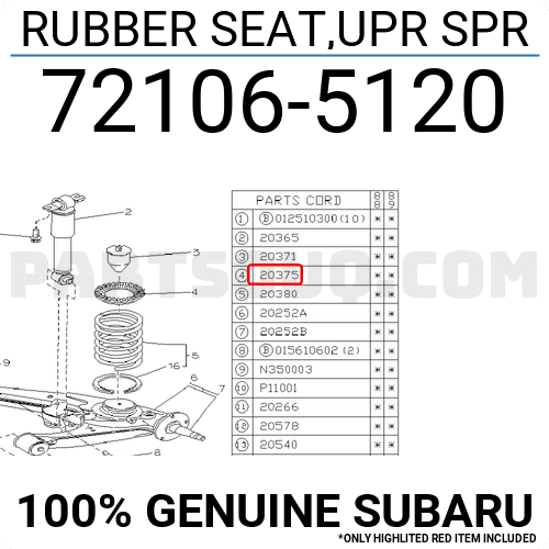 RUBBER SEAT,UPR SPR 721065120 | Subaru Parts | PartSouq