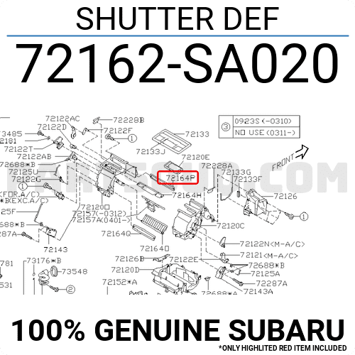 SHUTTER DEF 72162SA020 | Subaru Parts | PartSouq