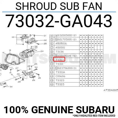 SHROUD SUB FAN 73032GA043 | Subaru Parts | PartSouq