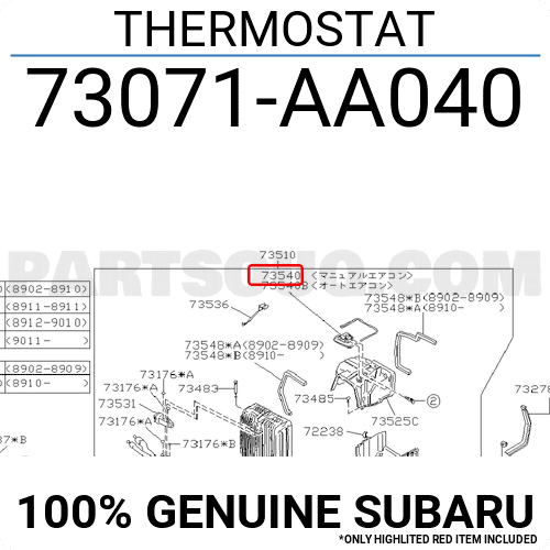 THERMOSTAT 73071AA040 | Subaru Parts | PartSouq