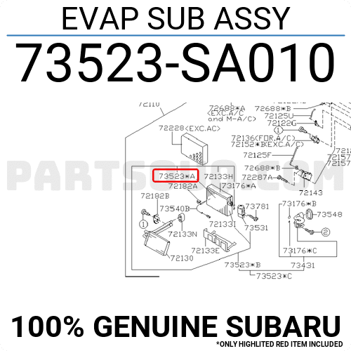 EVAP SUB ASSY 73523SA010 | Subaru Parts | PartSouq