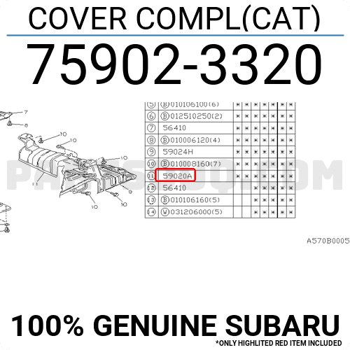COVER COMPL(CAT) 759023320 | Subaru Parts | PartSouq