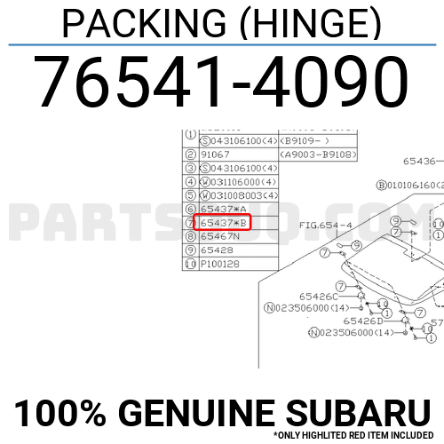 PACKING (HINGE) 765414090 | Subaru Parts | PartSouq